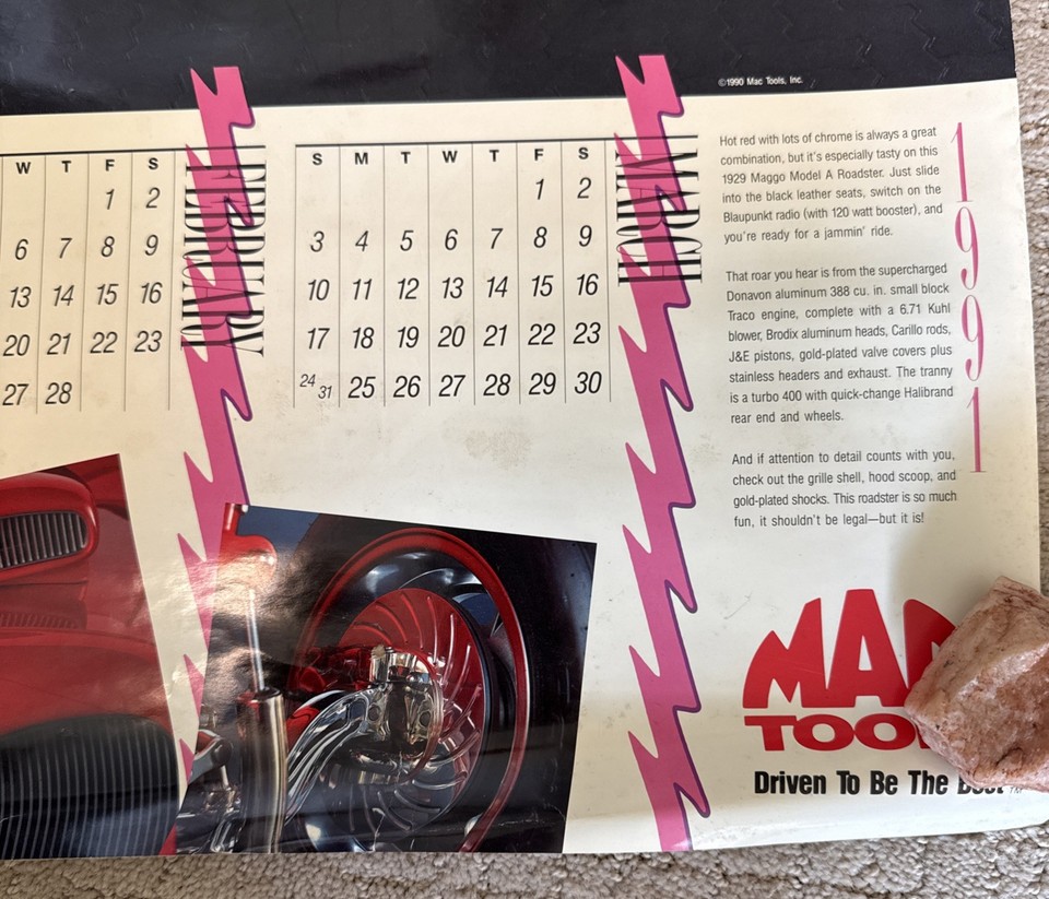 Vintage 1988 & 1991 Mac Tools Pin up Calendar Poster Hot Rod 50year ...