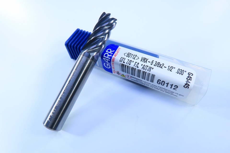 LOT ( 2 PCS ) NEW 3/8" GARR VRX 6 FLUTE 60112 SOLID CARBIDE RADIUS END ...