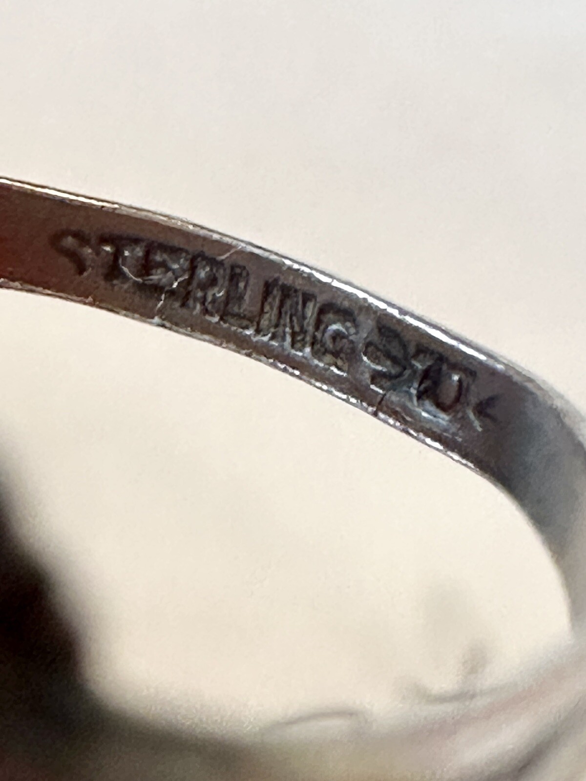 Antique Glass Sugarloaf Stone & Sterling Silver Signed Ring Size 4.75 ...