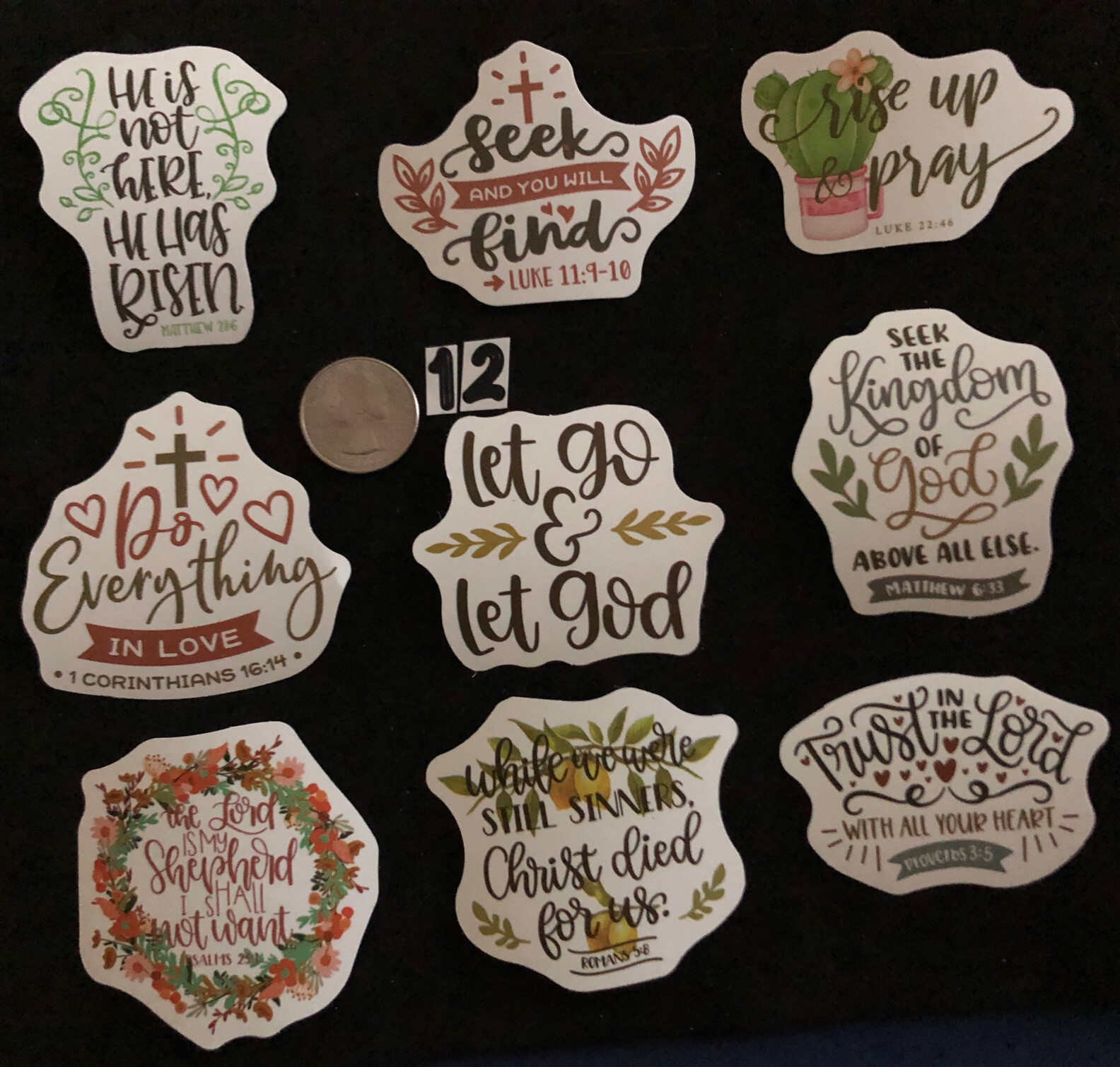 Scrapbook Stickers - Water Bottle Lot of 9 Scripture Religious Stickers ...