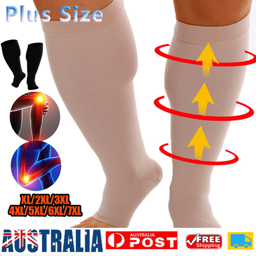 Compression Sock Knee Leg Support Open Toe 20-30mmHg Men Women Plus ...