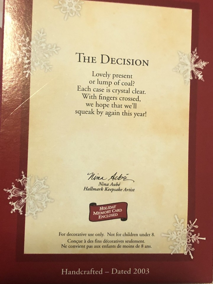 Hallmark Keepsake Christmas Ornament THE DECISION SANTA SCALES-2003 | eBay