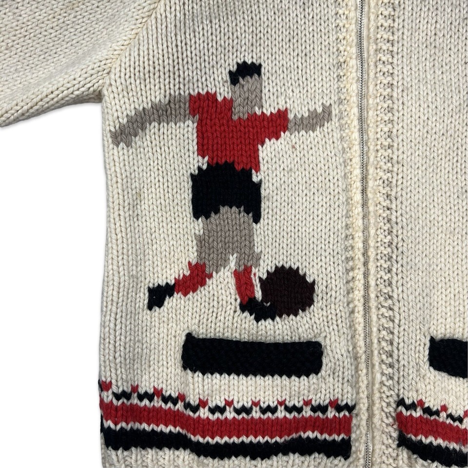 VTG 1950s MENS MARY MAXIM FOOTBALL SOCCER COWICHAN ROCKABILLY CARDIGAN ...