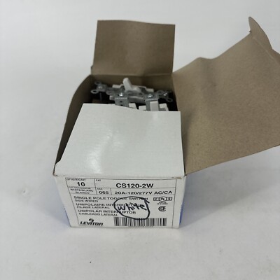 10 PACK Leviton CS120-2W Single Pole Toggle Switch 20A-120/277V AC/CA ...