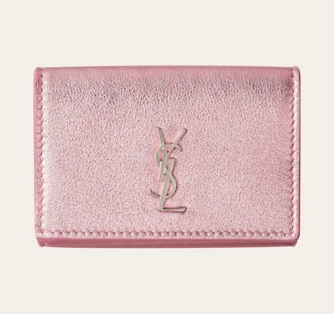 SAINT LAURENT YSL Tiny Compact Wallet Metallic Pink Used | eBay