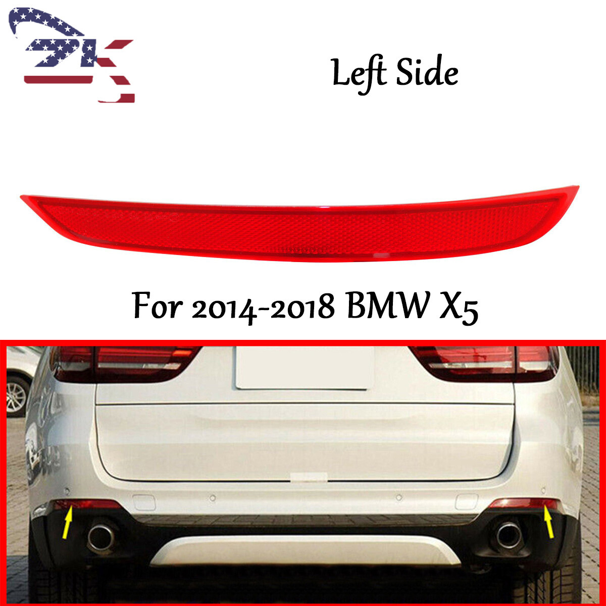 Left Driver Side Rear Bumper Trim Reflector Fit for 2014-2018 X5 BMW ...