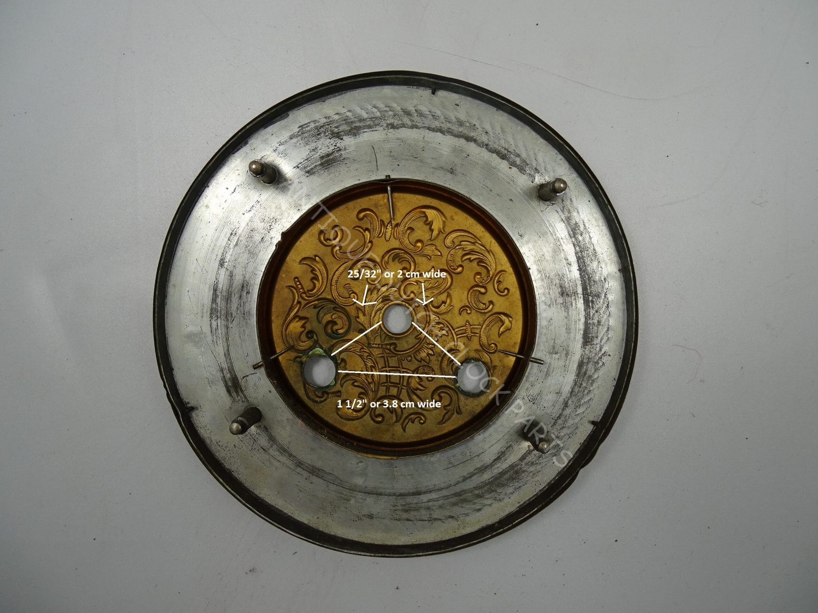 ANTIQUE BRASS ENAMEL DIAL FOR GERMAN REGULATOR CLOCK Ø 5 3/4″ OR 14,6 ...