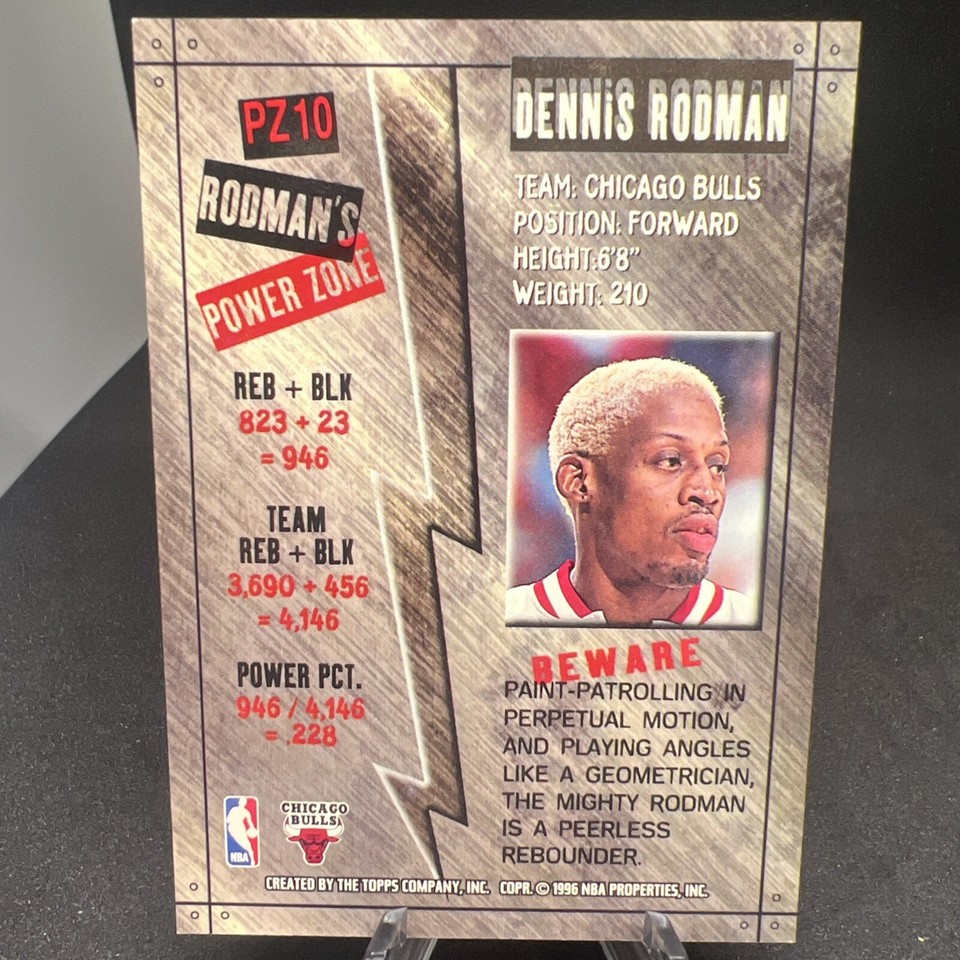 Dennis Rodman 1995-96 Topps Stadium Club Power Zone #PZ10 Foil Insert ...