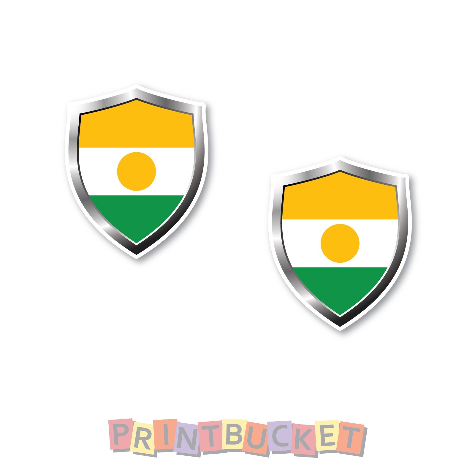 Niger flag shield 90mm sticker Twin pack quality water & fade proof ...