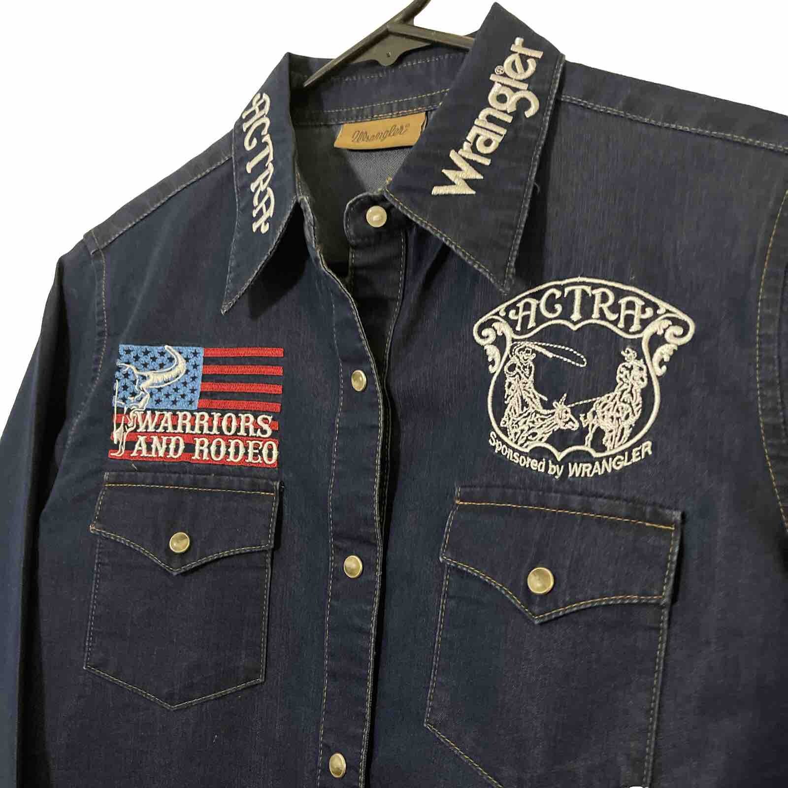 Wrangler Contestant Roping Rodeo Shirt ACTRA Embroidered Pearl Snap ...