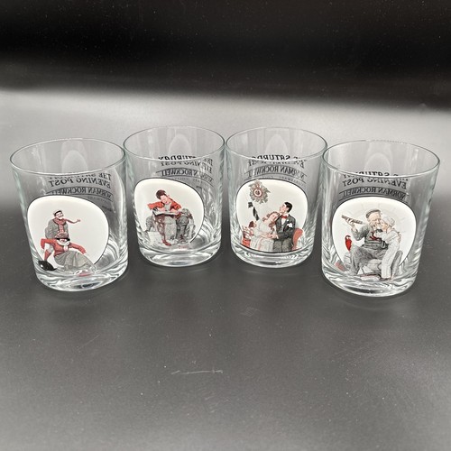 Norman Rockwell Drink Hi Ball Whiskey Glasses The Saturday Evening Post ...