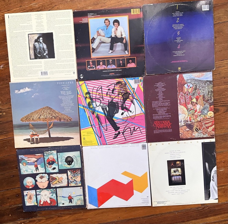 Vintage 70s 80s Rock Vinyl LP Lot of 9 Paul Simon Supertramp Santana ...