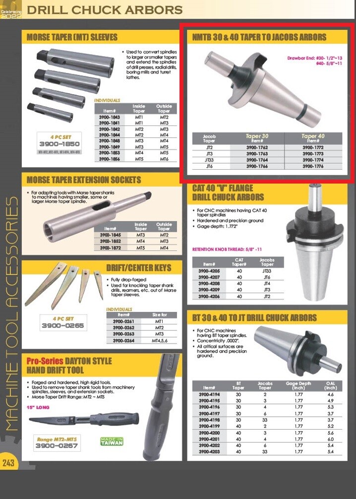 NMTB #30 TAPER TO JACOBS JT3 ARBOR (3900-1763) | eBay