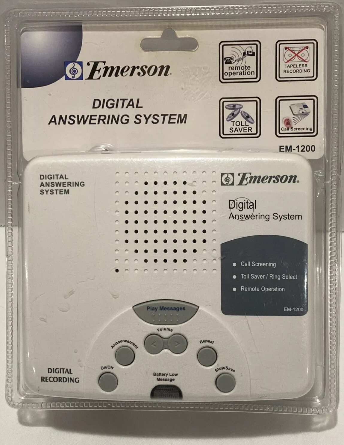 Emerson Digital Answering Machine System Tapeless Recording Model EM ...