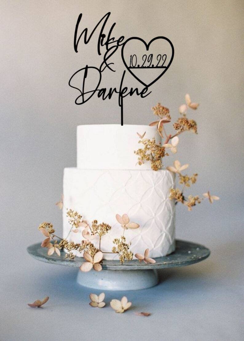 Rustic Heart Wedding Cake Toppers