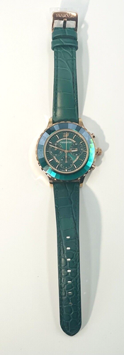 Swarovski Octea Lux Chrono Watch Green Leather Rose Gold Swiss Made ...