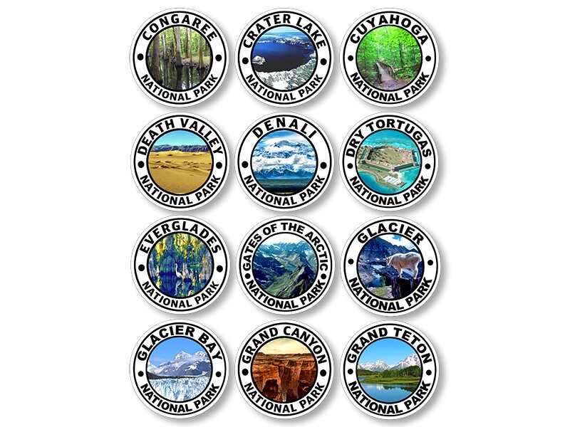 Sheet of All 63: 2.5 inch Round National Park Stickers -RV Laptop Cell ...