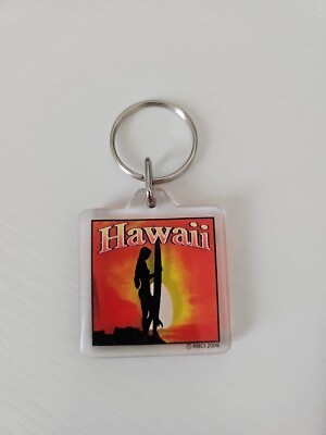 Hawaii Vintage keychain /Island map /surfing/ocean Hawaiian/ Surf girl ...