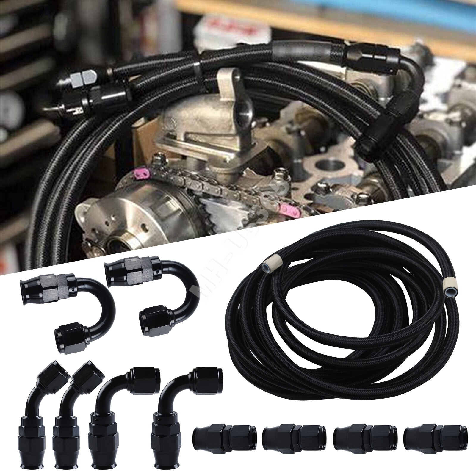 Nylon PTFE Fuel Line Hose Fittings Kit 6AN AN6 E85 Braided 16FT | eBay