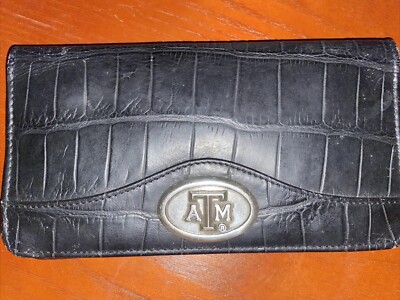 Texas ATM College Wallet Black Genuine Leather Aggies Fan Gift Card ...