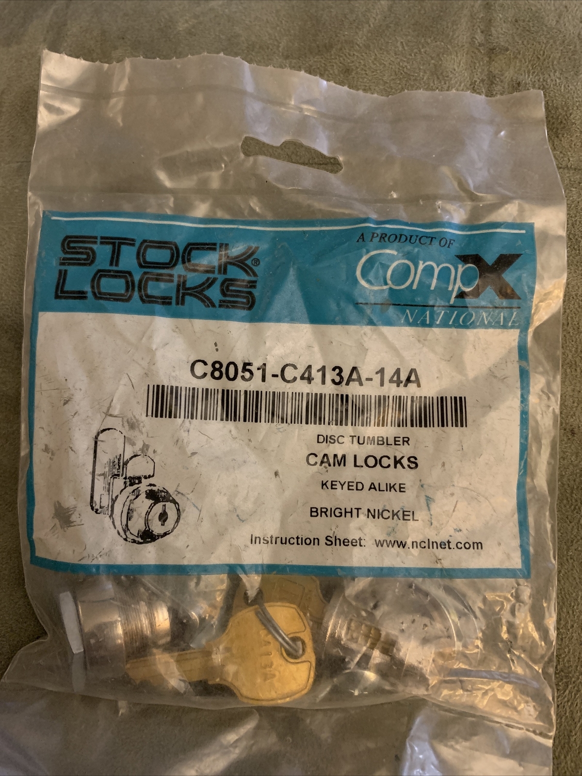 COMPX C8051-C413A-14A Disc Tumbler Cam Locks Keyed Alike Bright Nickel ...
