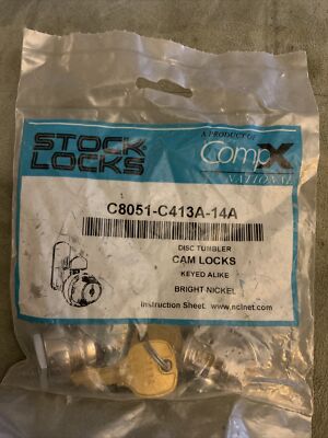 COMPX C8051-C413A-14A Disc Tumbler Cam Locks Keyed Alike Bright Nickel ...