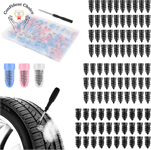 100PCS Tire Screw Plug Kit with Driver 3 Sizes Quick Puncture Repair ...