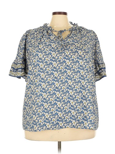 Max Studio Women Blue Short Sleeve Blouse 3X Plus | eBay