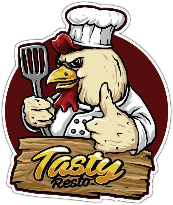 Tasty Resto Rooster Cock Chef Restaurant Car Bumper Window Sticker ...