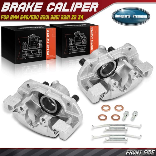 2pcs Front LH & RH Brake Caliper w/Bracket for BMW E46/E90 320i 325i ...