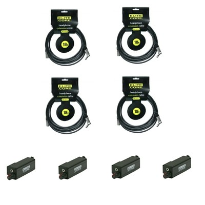 4 Elite Core 18' ft Headphone Extension Cable & Bodypack w/VC for Aviom ...