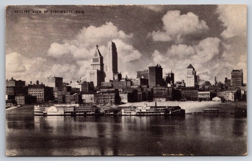 Skyline View of Cincinnati Ohio Vintage Postcard Conoco Touraide Card ...