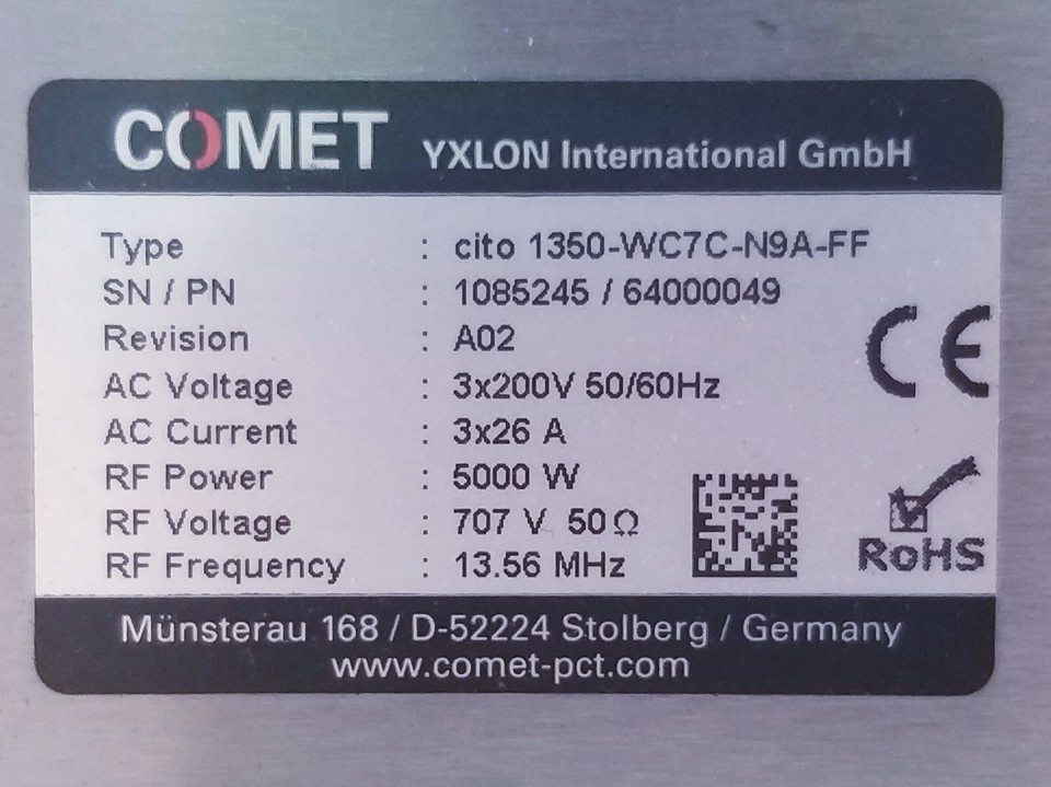 COMET 64000049 cito 1350-WC7C-N9A-FF RF Generotors , USED | eBay