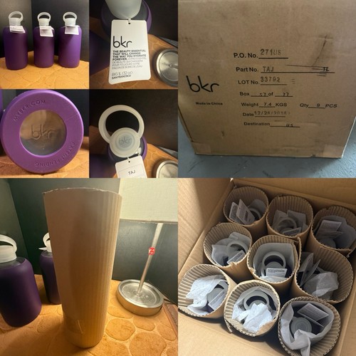 9) BKR Glass Water Bottle ‘Taj’ Purple Silicone Sleeve 32 Oz ONE FULL ...