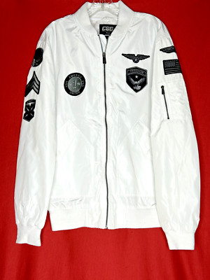 CSG Flight Jacket Men's Medium White Full Zip Military Freedom Liberty ...