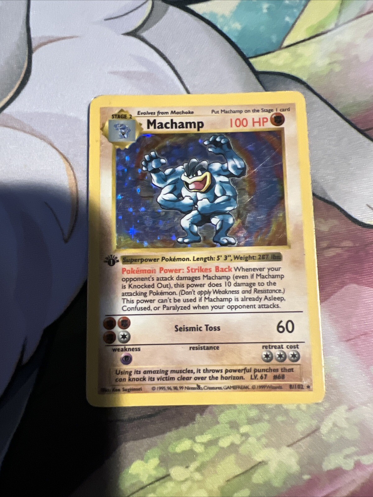 Machamp 1st Edition Shadowless Holo Rare 8/102 Base Set Pokemon HP WOTC ...
