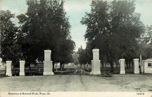 Photoette Postcard; Pana IL Entrance to Kitchell Park, Christian County ...