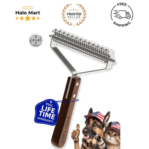 Ergonomic Dog & Cat Grooming Tool - Extra Large Undercoat Rake for Easy ...