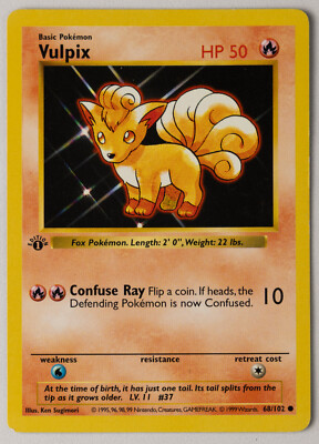 Pokemon - Vulpix - 1st Edition - 68/102 - Shadowless | eBay
