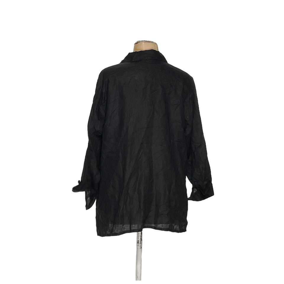 Eileen Fisher Black Linen Button-Up Top | eBay