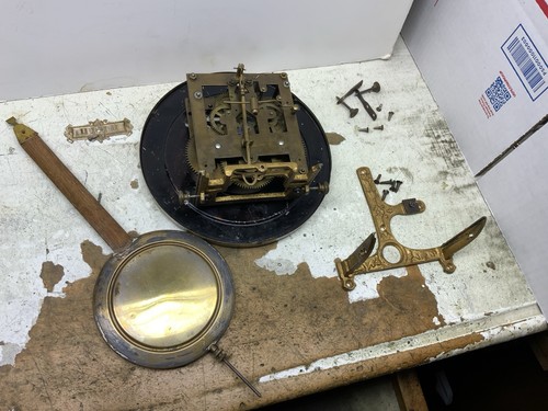 German Box Wall Clock Movement 8 Day Strike Pendulum Bracket Dial Beat ...