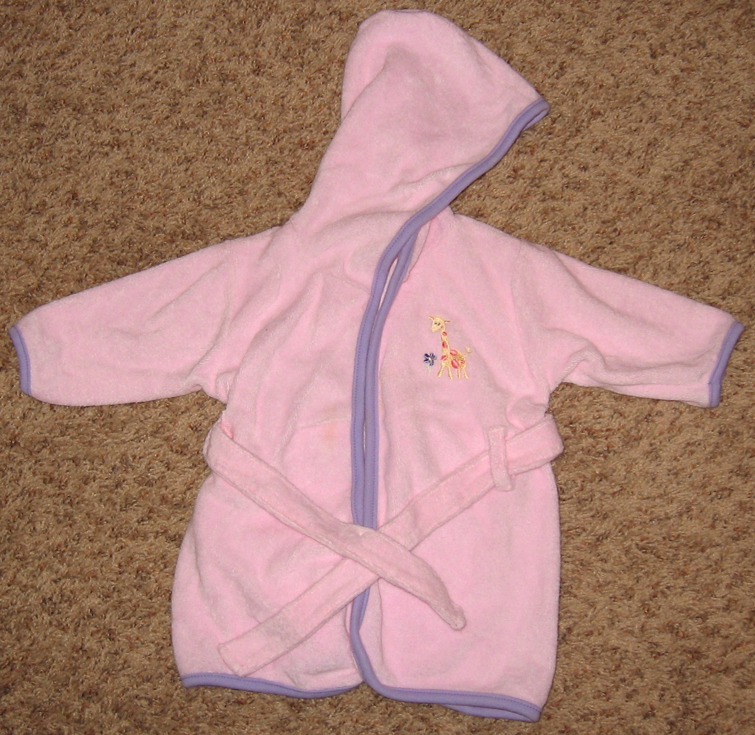 Terry Cloth Giraffe Motif Pink Baby Tykes 21 LB - Sz 9 MO Bath Robe ...