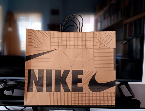 NIKE Swoosh Brown Recycled Paper Shopping Bag Retail Store 16 x 13 in ...
