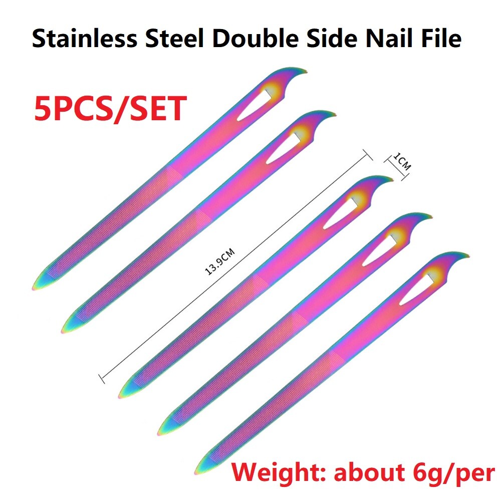 5PC Stainless Steel Double Sided Nail Files 5.5in Coarse/Fine ...