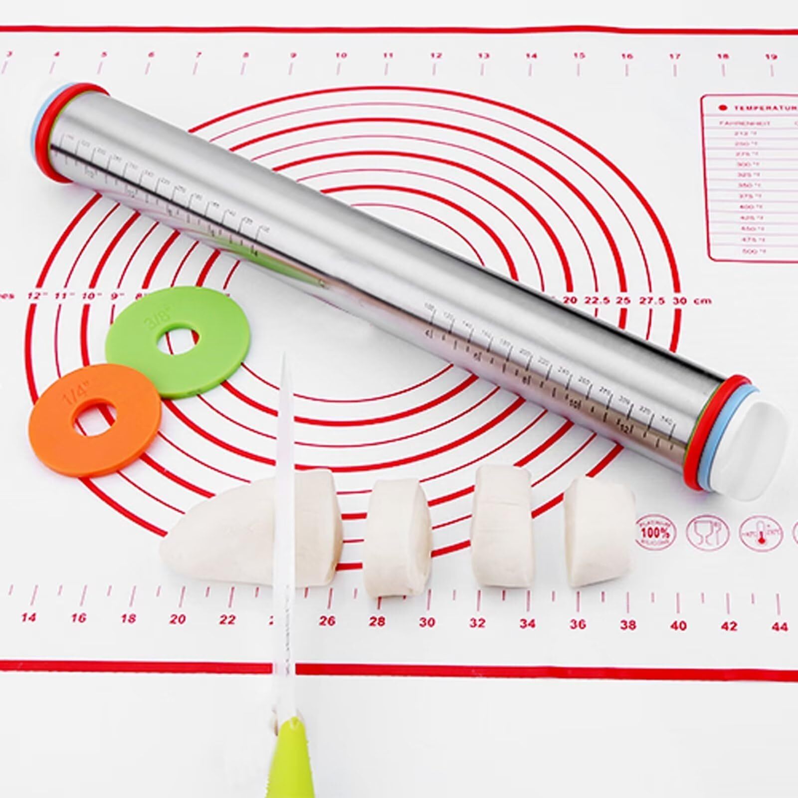 Rolling Pins Stainless Steel Dough Roller Rolling Pin And Silicone ...