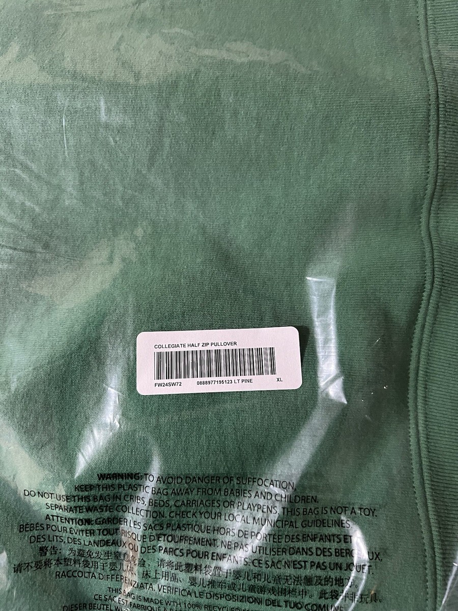 Supreme Collegiate Half Zip Pullover Sweatshirt Light Pine Supreme Collegiate Half Zip Pullover Sweatshirt Light Pine