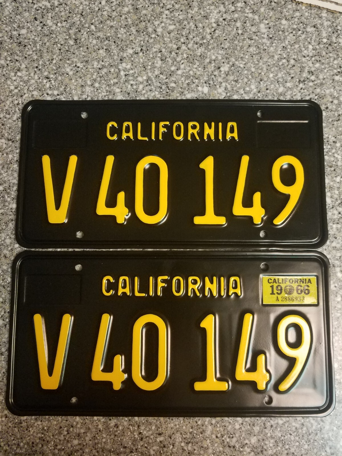 1963 Black California Commercial License Plates, 1966 Validation ...
