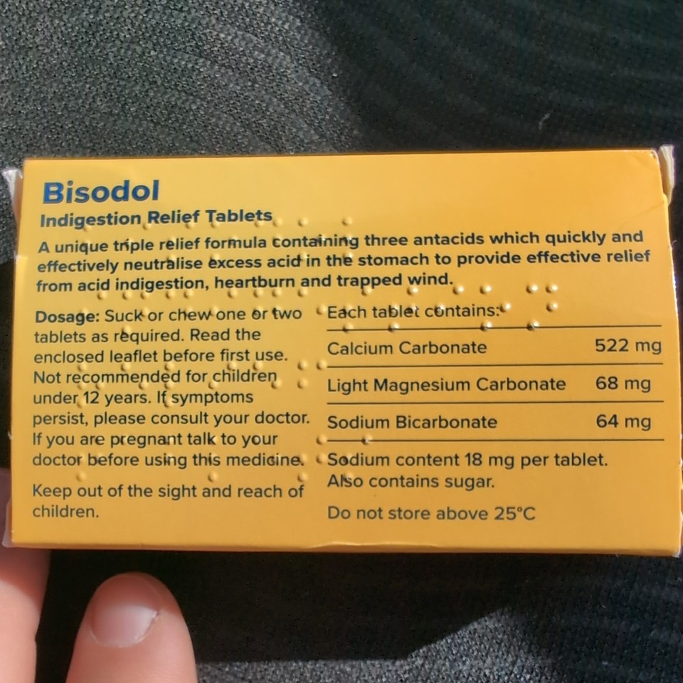 60 Bisodol Tablets; Heartburn, Indigestion, Reflux *FREE SAME DAY ...