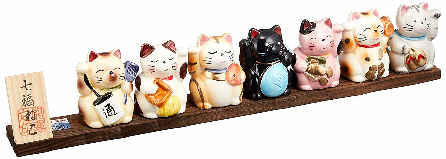 Japanese Seven Deities Of Good Luck Happy Cat Seto Ware Pottery Ale-net ...