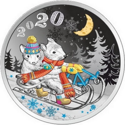 2020 Laos Lunar Year of the Rat Mouse Silver Proof Colored Coin 子 ...